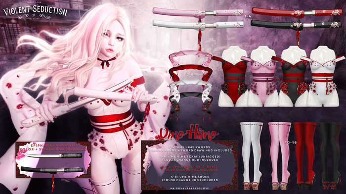 Second Life Marketplace - Violent Seduction - Ume Hime Tanto (Pink)